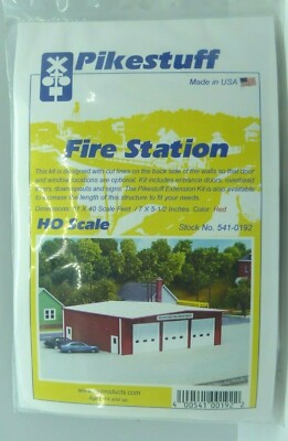 Pikestuff (HO-Scale) #541-0192 Fire Station Model Kit - RED - New | eBay