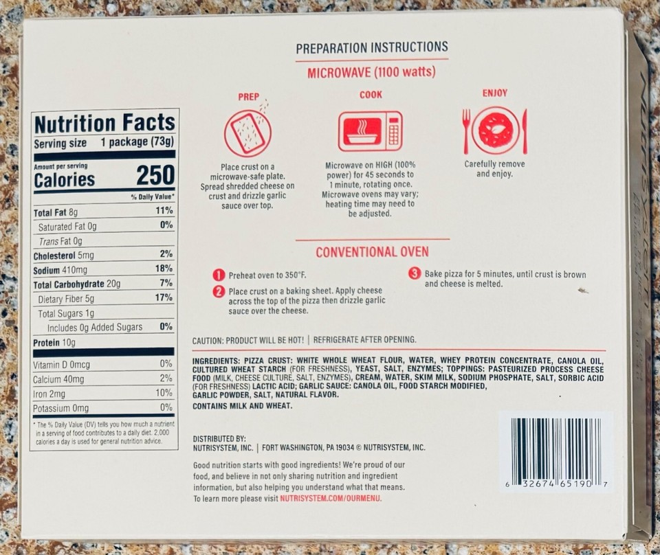 Nutrisystem Garlic Cheese Flatbread Lot Of 8 Lunch New In Box NIB 8/10/25 | eBay