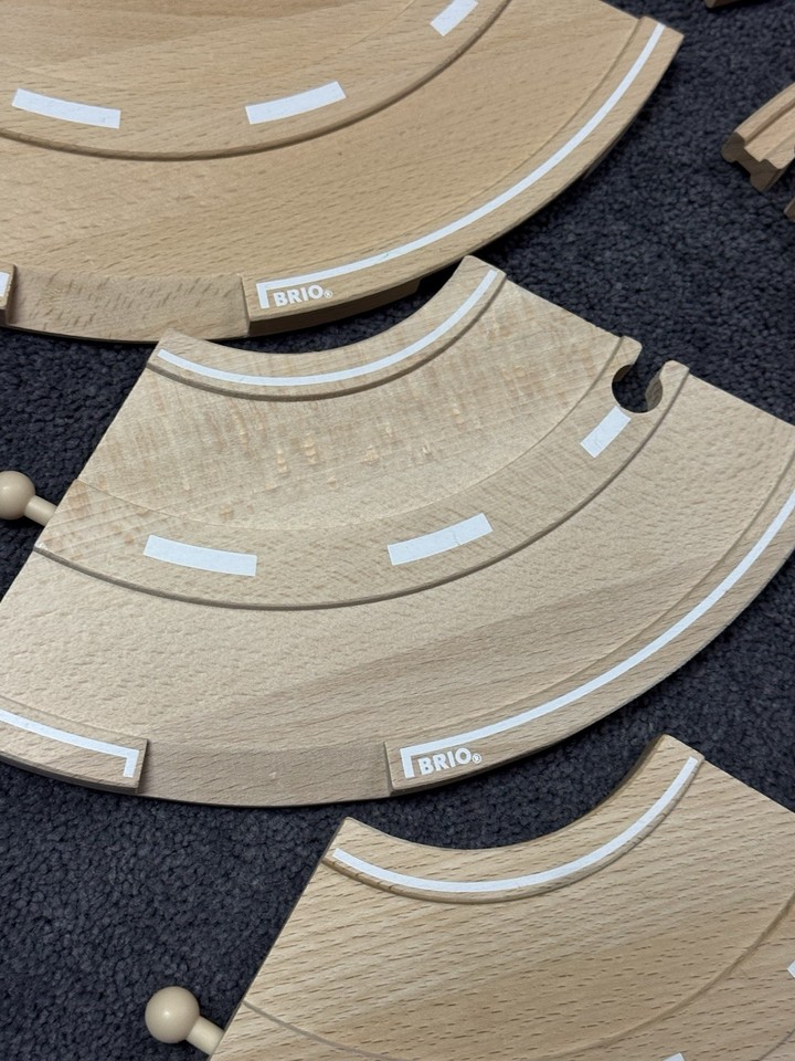 Lot of 68pc GENUINE BRIO Train Wooden Railway Track Straight Curved ...