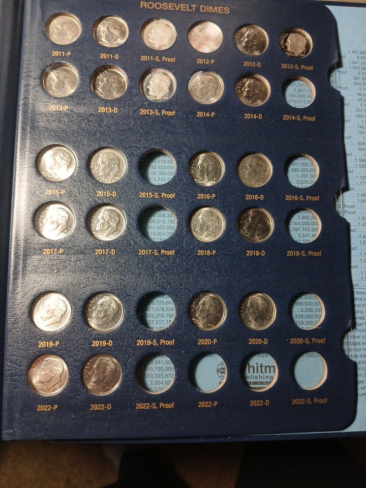 1946-2025 ROOSEVELT DIME COLLECTION AU+- UNC (210) SILVER PROOFS ...