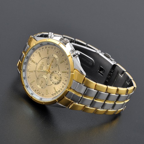 Fashion+Men%27s+Luxury+Date+Gold+Dial+Stainless+Steel+Analog+Quartz ...