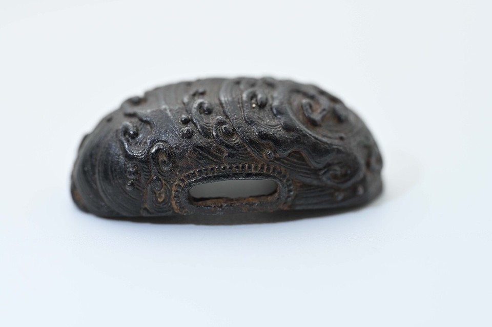 Fuchi Kashira Choshu Nakahara Yukitaka wave design made of iron ...