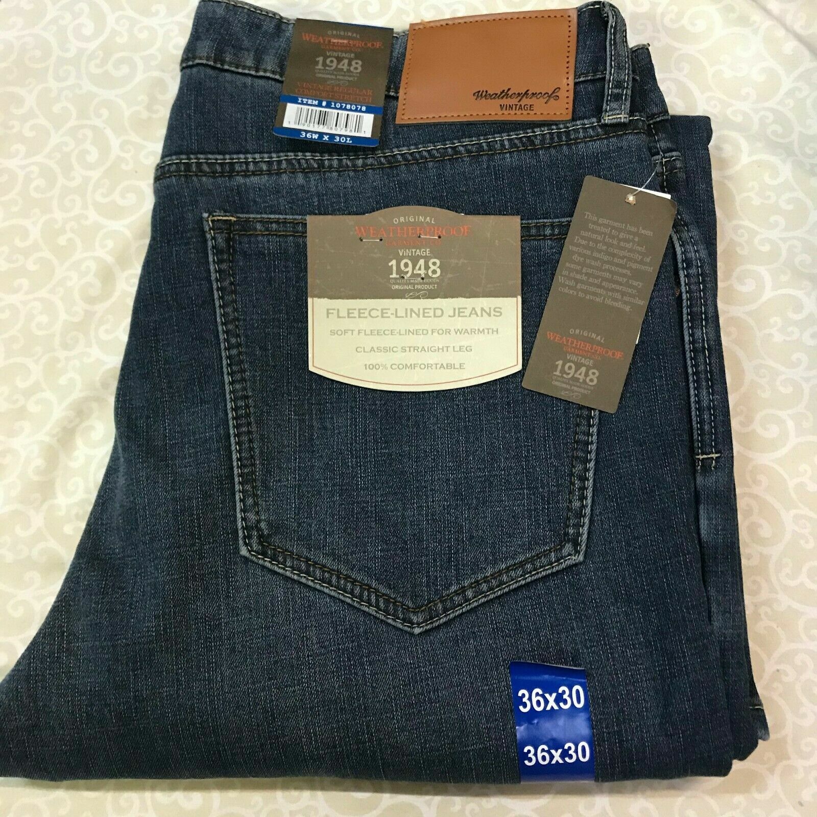 Weatherproof Vintage 1948 Fleece-Lined Jeans Classic Straight Leg | eBay