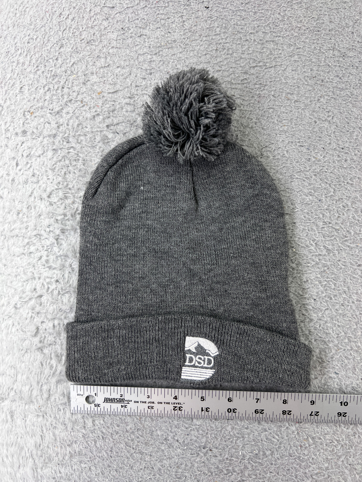 Beanie Toque Youth Gray Pom Knit Embroidered Acrylic Poly | eBay