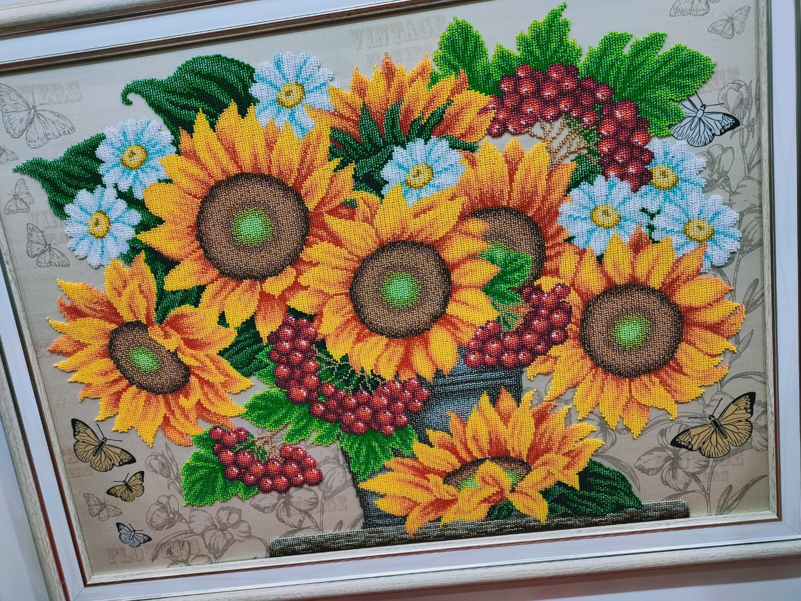 Bead Embroidery Kit DIY Craft Kit stamped Bead Needlepoint Sunflowers t-1191 | eBay