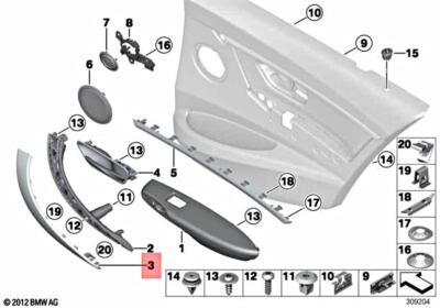 Genuine BMW Hybrid 3 F30 F31 F32 F33 F34 F35 Trim Door Pull Right ...