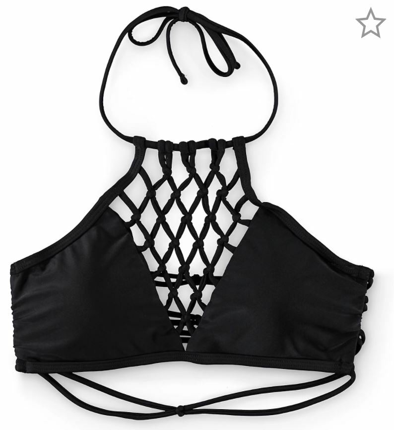 Damsel Black Macrame High Neck Bikini Top - Gem