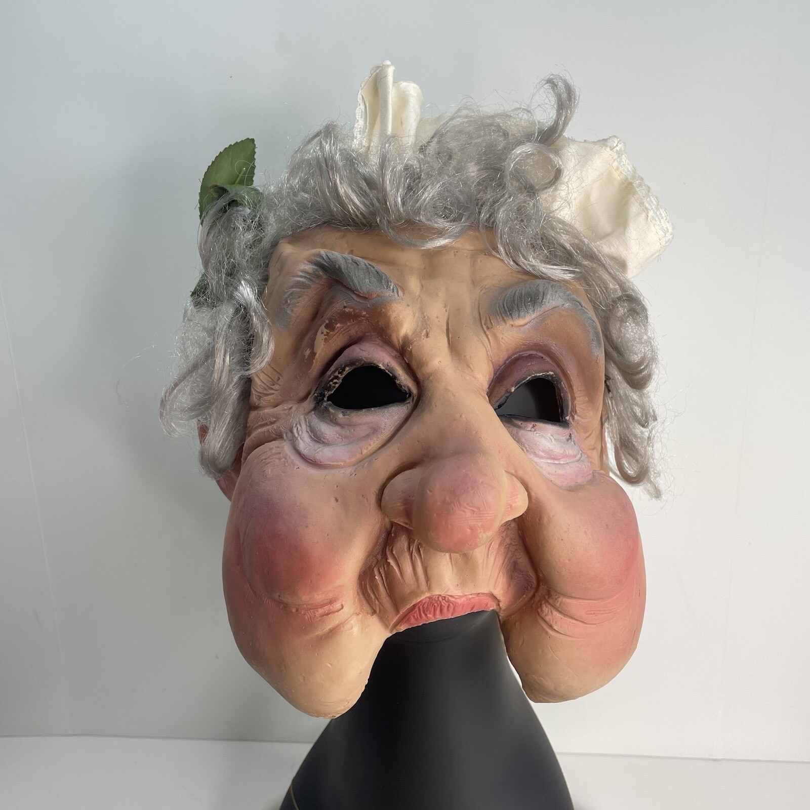 Vintage Old Lady Granny Mask Halloween Grandma Made In Germany Gray ...