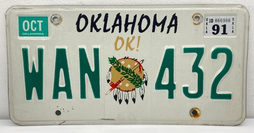 1980’s Oklahoma OK! Native American License Plate WAN 432 Custom ...