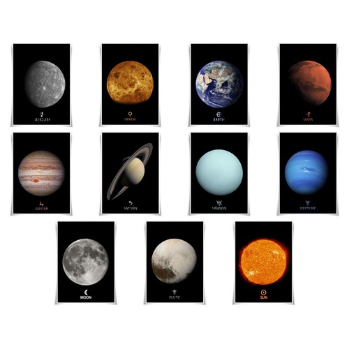 Solar System Planets A3 Poster Mars Jupiter HD Prints Universe Space ...