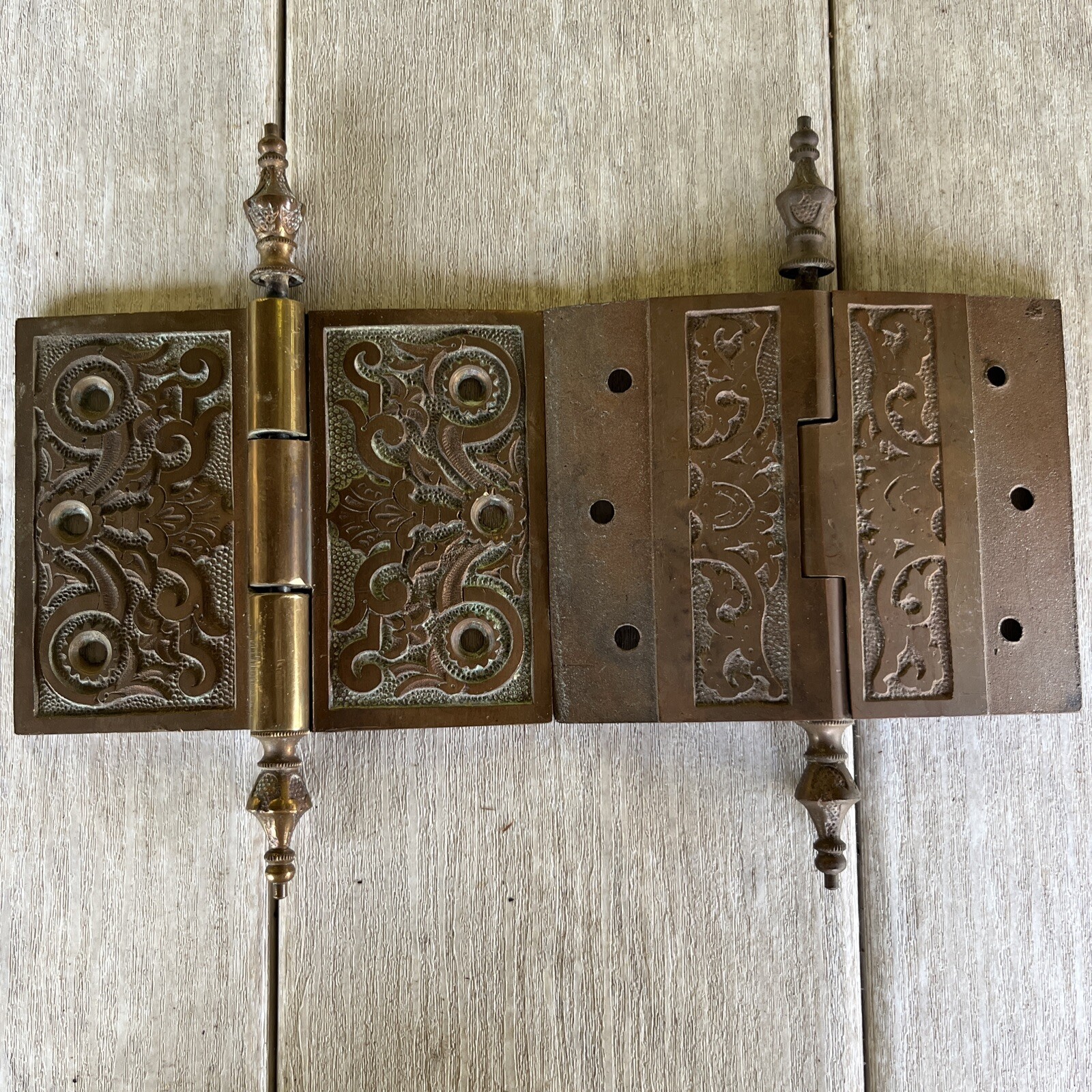 Antique Ornate Brass Pair of Hinges Steeple Tips. 4x5 | eBay