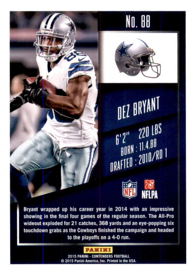 2015 Contenders Dez Bryant NFL Base Card PWE Set Break Cowboys #88 | eBay