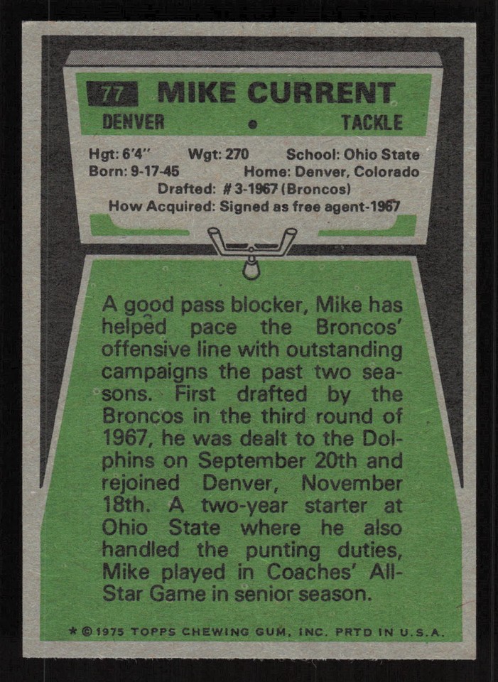 1975 Topps #77 Mike Current Card TCCCX | eBay