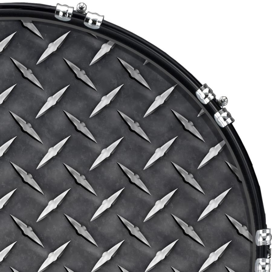 20" Custom Bass Kick Drum Front Head Graphical Diamond Plate Black | eBay