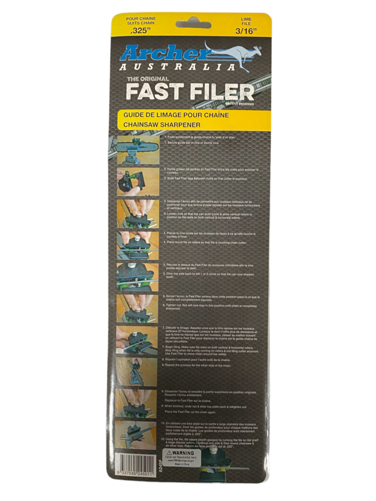 NEW! chainsaw sharpening tool kit FAST FILER 3/16" .325 pitch chain ...