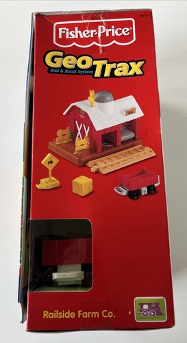 Fisher Price GeoTrax Railside Farm Company Barn Rail Car Hay Bale Track ...