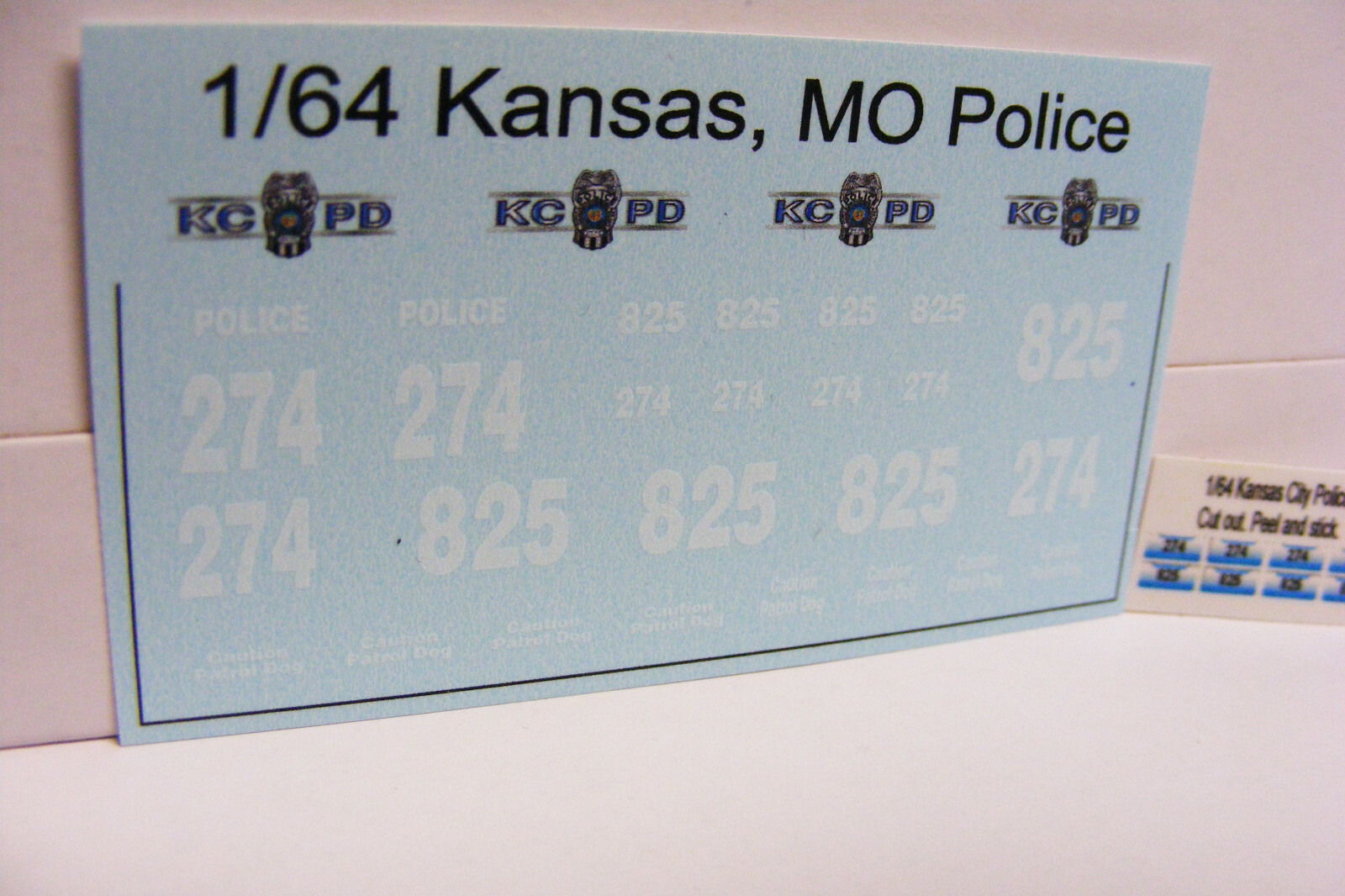 Kansas City MO Police 1/64 Water Slide Decals For Diecast Police SUV ...