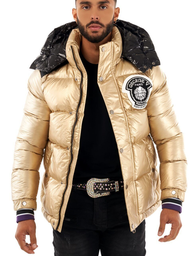 Avenue George V Paris Men's Gold Puffer With Hood Winter Warm Coat | eBay