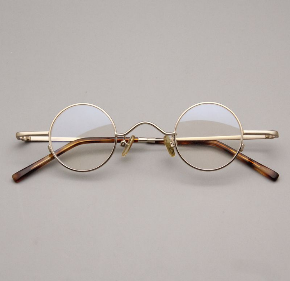 Classic Retro Small Round Spectacles Glasses Vintage Gold Eyeglass ...
