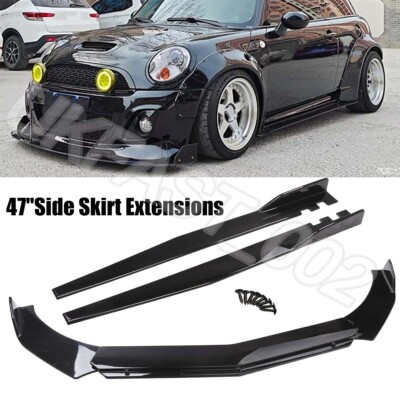 Side Skirt + Front Bumper Lip Spoiler Splitter For Mini Cooper S R53 ...