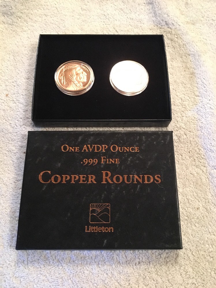 Set of Two One Ounce Copper Rounds, Buffalo & Indian, *2013*, Copper ...