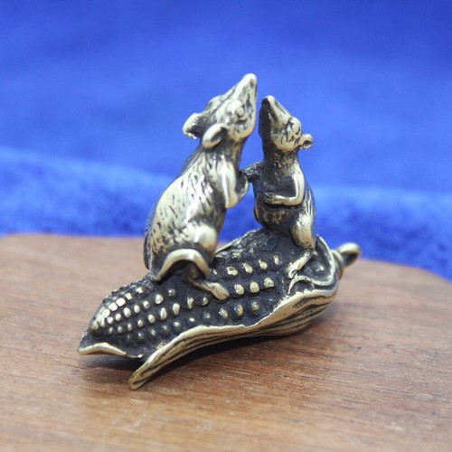 Solid Brass Mouse Figurine Statue Home Decor Animal Figurines Keychains ...
