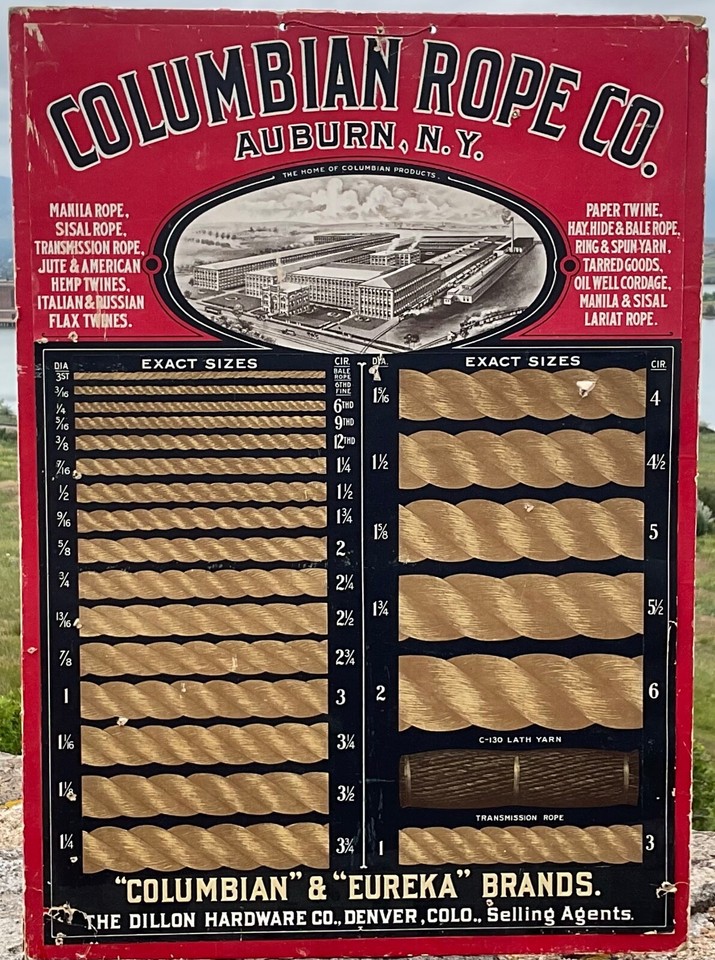 SIGN HEAVY CARDBOARD DENVER COLORADO COLUMBIAN ROPE CO AUBURN NEW YORK ...