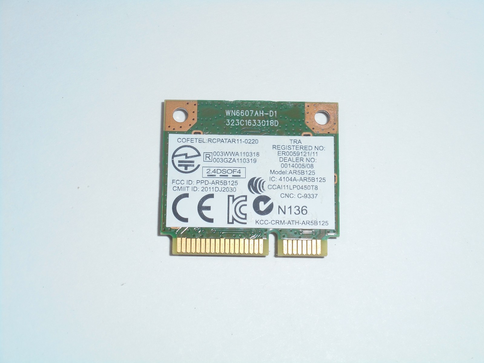 Dell Wireless 1506 DW1506 WiFi 802.11 b/g/n Mini-PCI Express Card CHA01 ...