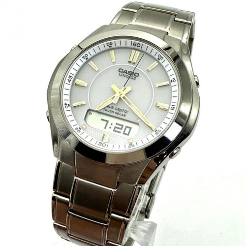 Casio Wave Ceptor Tough Solar Watch 40mm Titanium Silver/White Used | eBay