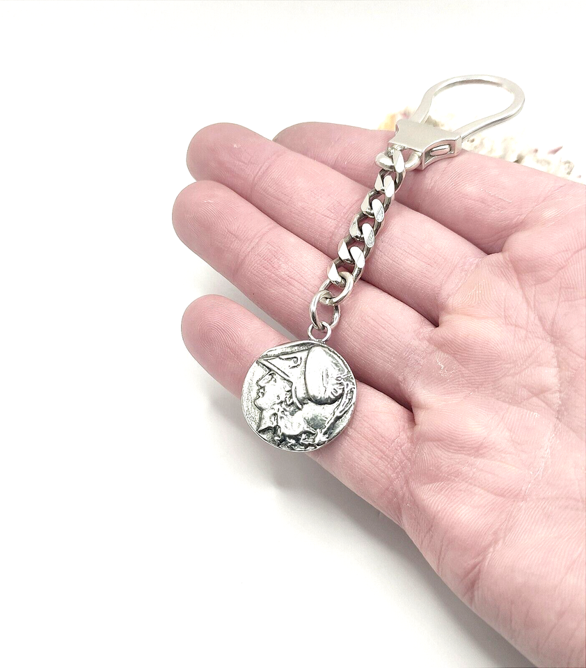 Handmade Ancient Greek Coin Athena Pegasus Sterling Silver 925 Keychain ...