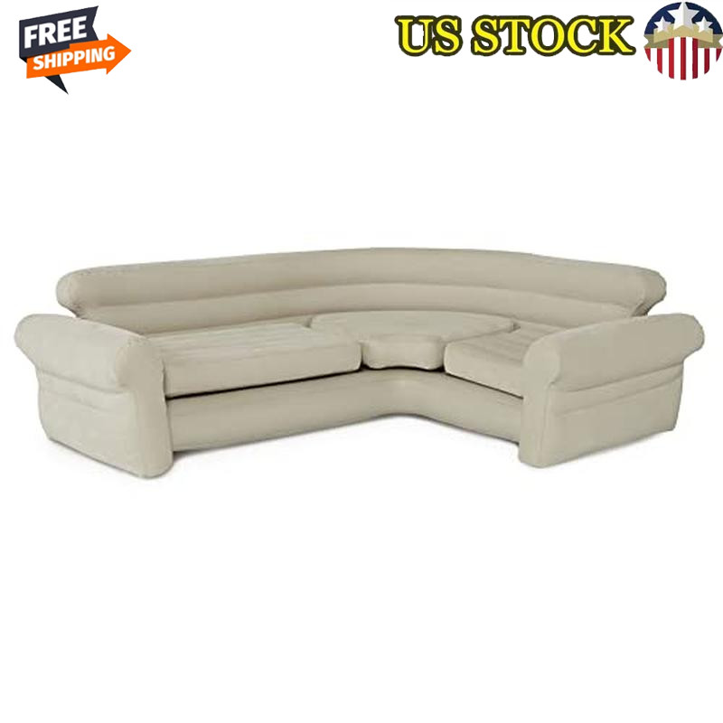Inflatable L-Shaped Corner Sofa Indoor Dual Use Quick Setup 880lb Capacity