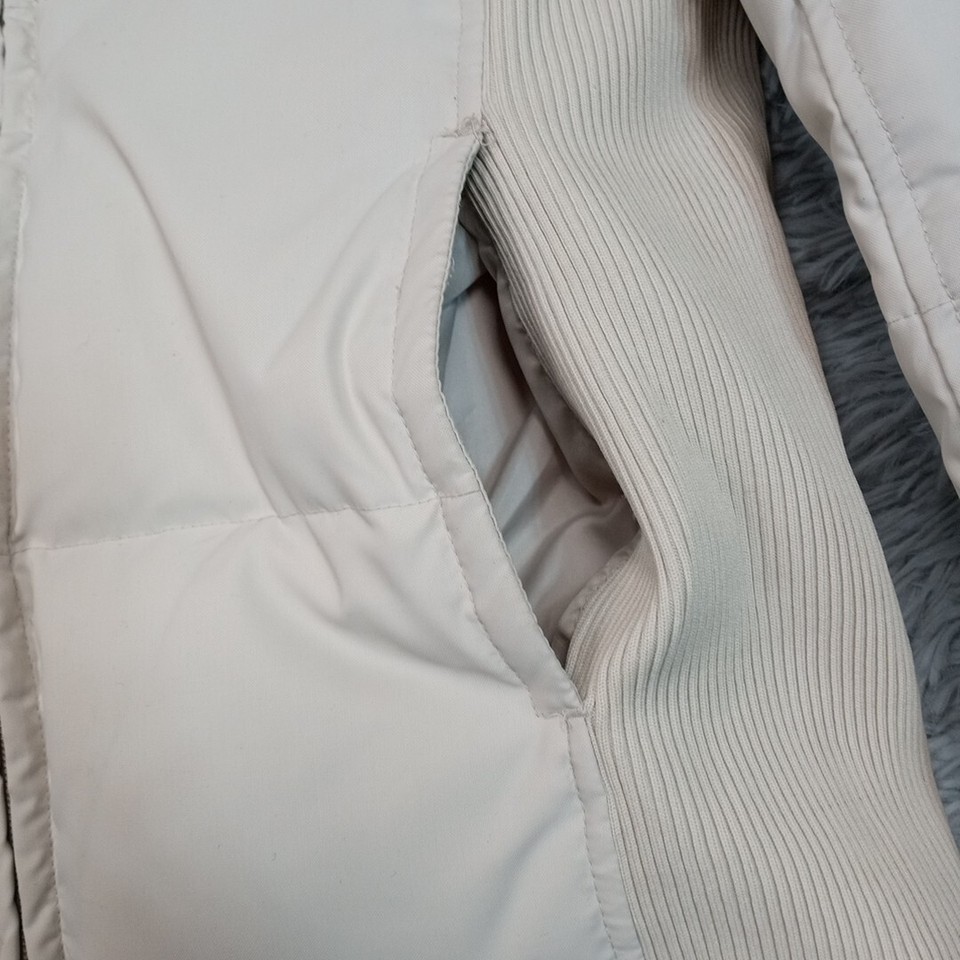 Gap Jacket Womens S Biege Down Waterfowl Puffer Pockets Cozy Warm Zip ...