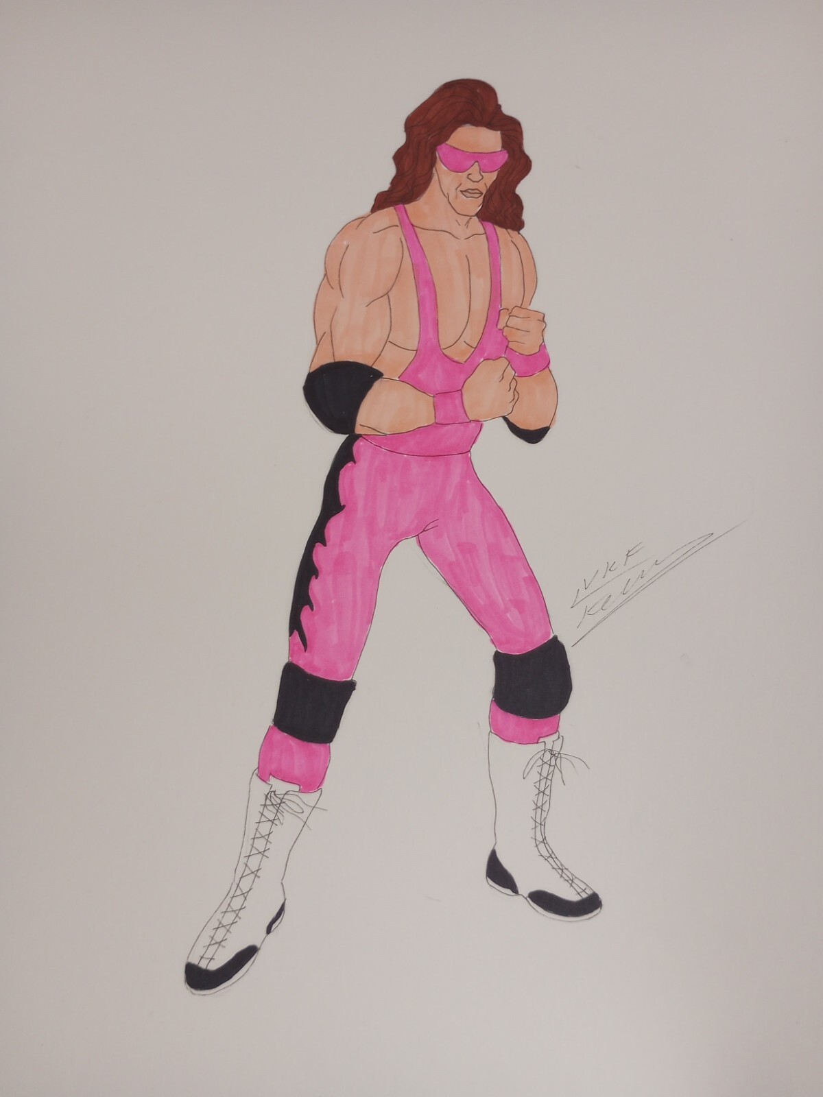 Bret Hart 11x14 ORIGINAL COLOR ILLUSTRATION By Luke Kororolowicz | eBay