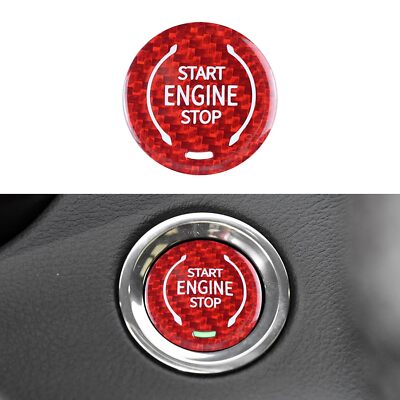 Red Carbon Fiber Style Push to Start Button Cover Trim For Chevrolet ...