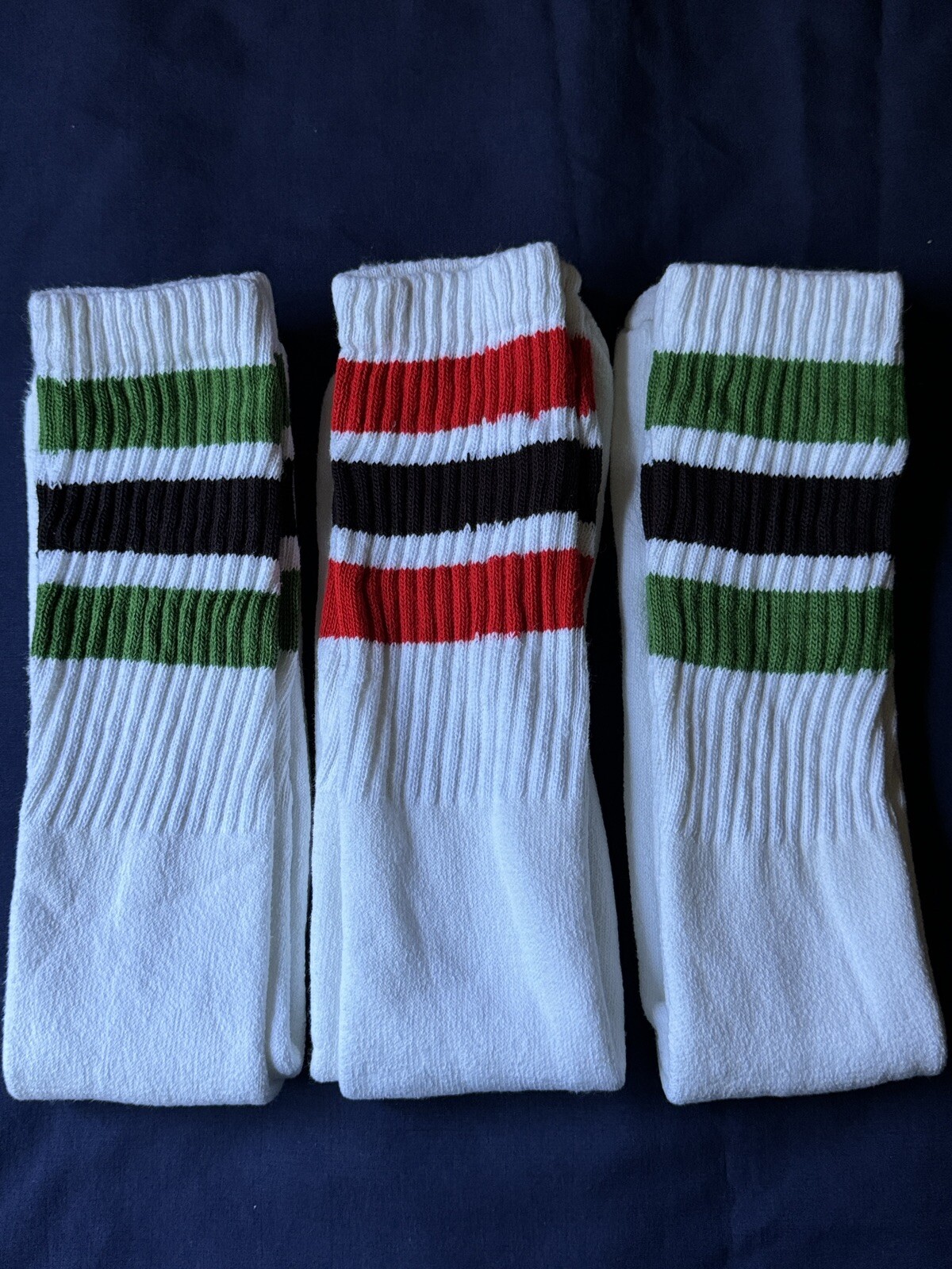Lot of 3 Pairs Vintage 70s 80s Men's Striped Athletic Tube Socks 22 ...