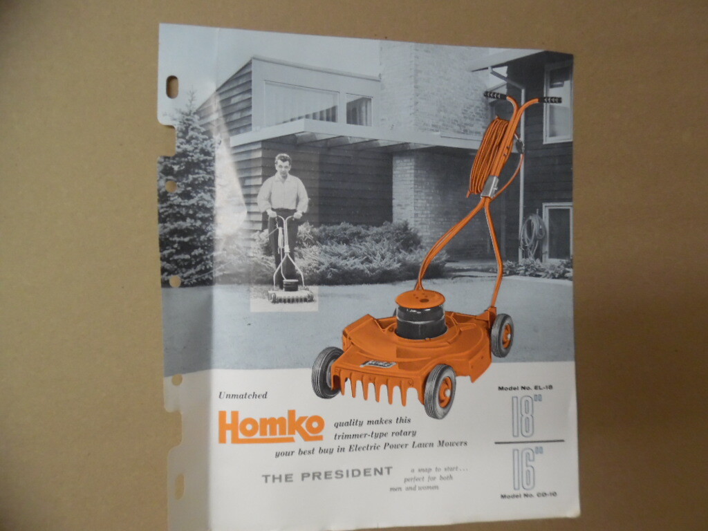 c.1956 HOMKO President Lawnmower Catalog Sheet Brochure Western Tool ...