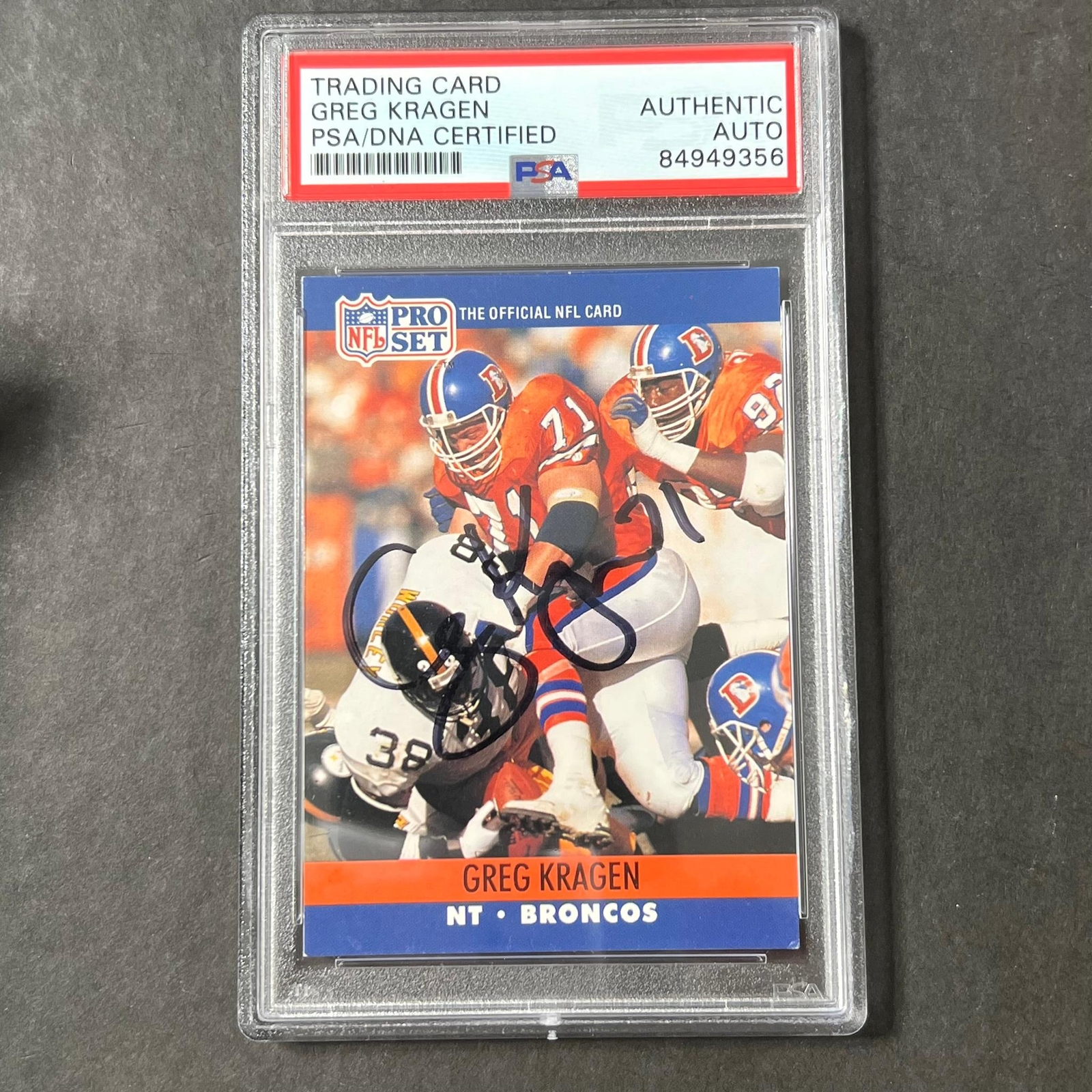 1989 NFL Pro Set #487 Greg Kragen Signed Card AUTO PSA Slabbed Broncos ...