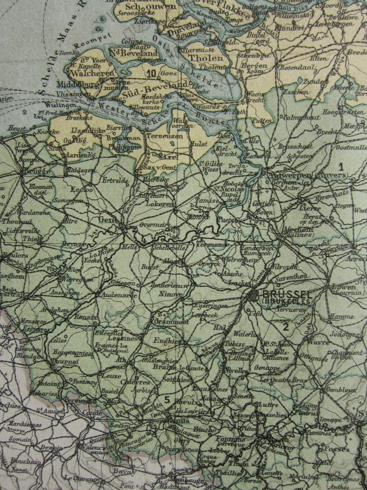 1908 ANTIQUE MAP ~ NETHERLANDS BELGIUM LUXEMBOURG HOLLAND HAGUE ...