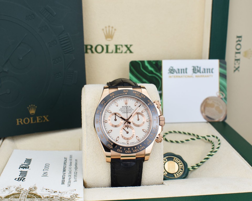 ROLEX 18kt Rose Gold Daytona Ivory Dial BOX TAGS CARD 116515 LN SANT ...