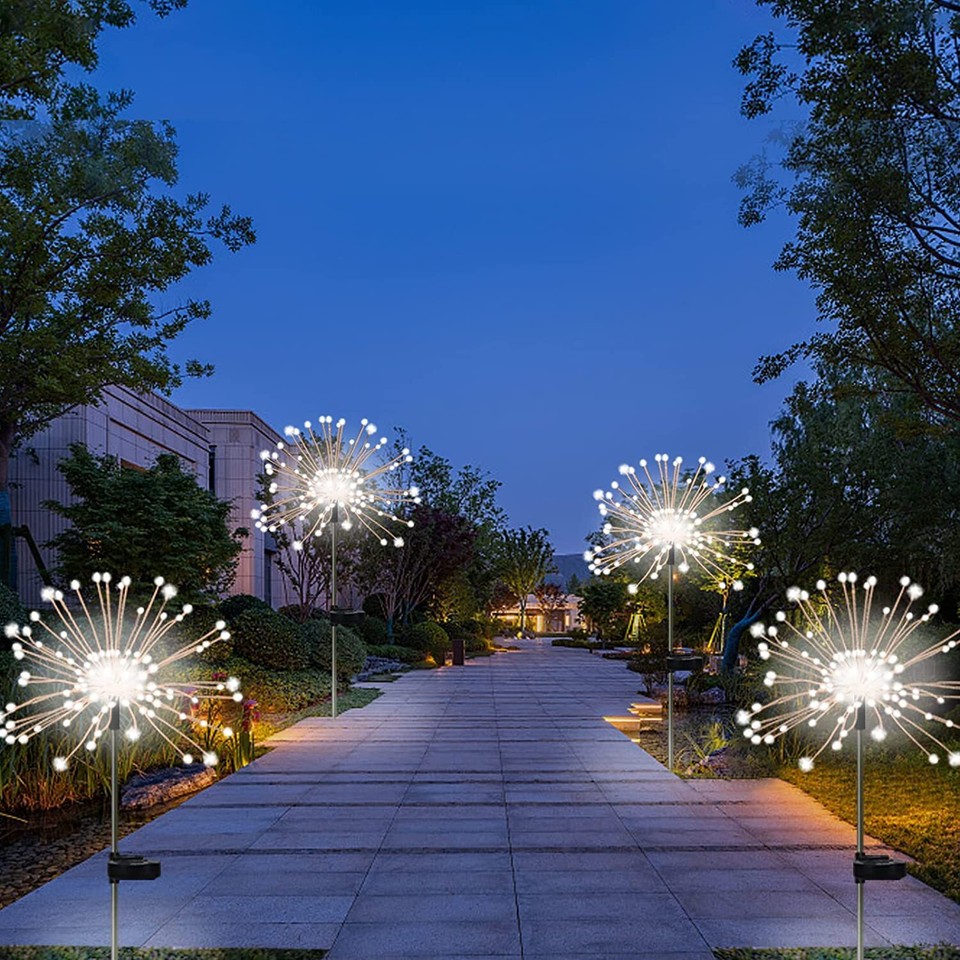 150LED Outdoor Solar Firework Light Fairy Waterproof Path Garden Yard ...