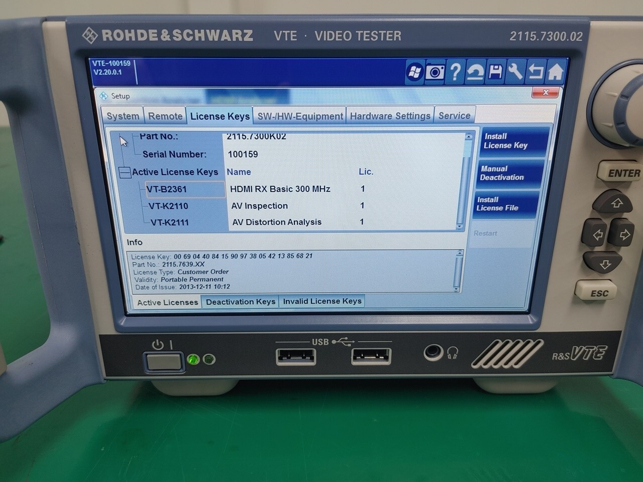 R&S VTE(2115.7300.02) Video Analyzer Win 7 opt VT-B2361/ VT-K2110/ VT ...