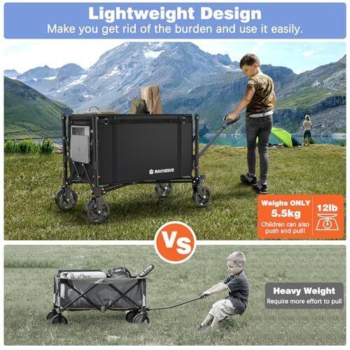 3 in 1 Collapsible Wagon Converts to Bench, 220lbs Foldable Wagon Cart ...