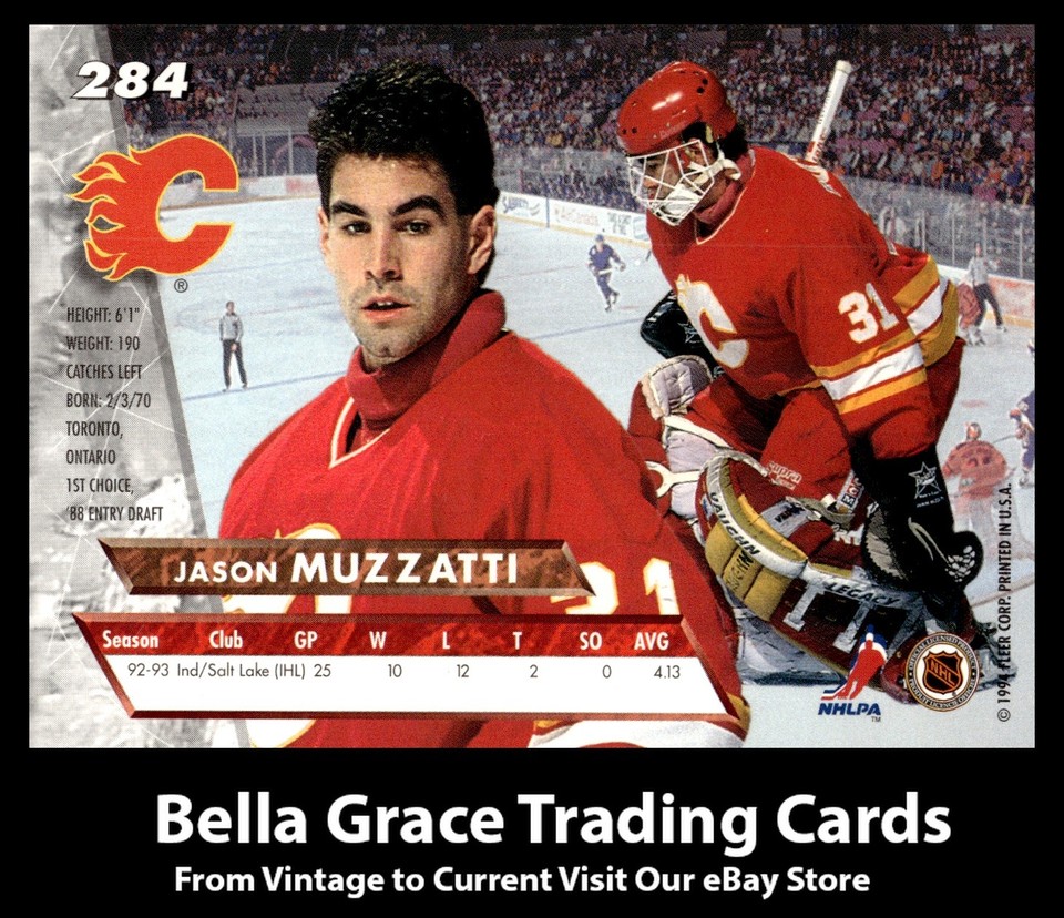 1993-94 Fleer Ultra Jason Muzzatti #284 Calgary Flames Rookie NHL ...