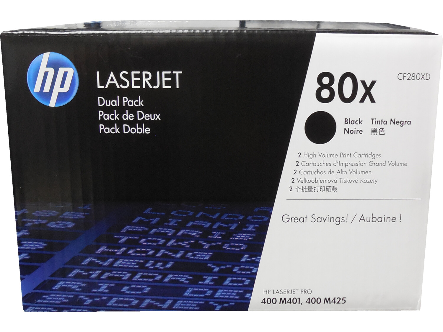 HP CF280XD CF280X 80X Black High Yield Toner Cartridges Dual Pack ...