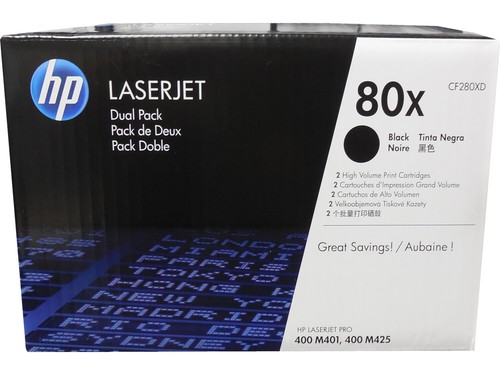 HP CF280XD CF280X 80X Black High Yield Toner Cartridges Dual Pack ...
