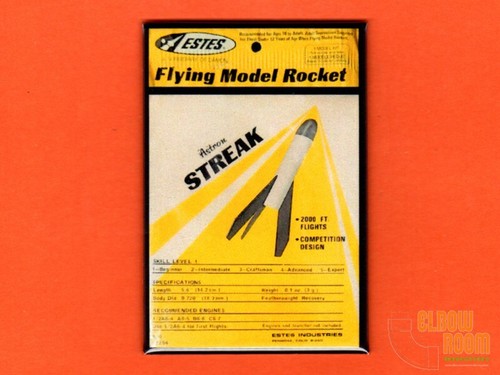 Estes Astron Streak vintage package art 2x3" fridge magnet model rocket ...