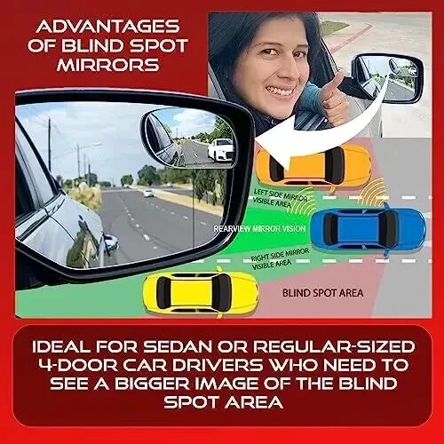 Utopicar Blind Spot Car Mirror - Convex Blindspot Mirrors for 3x Larger ...