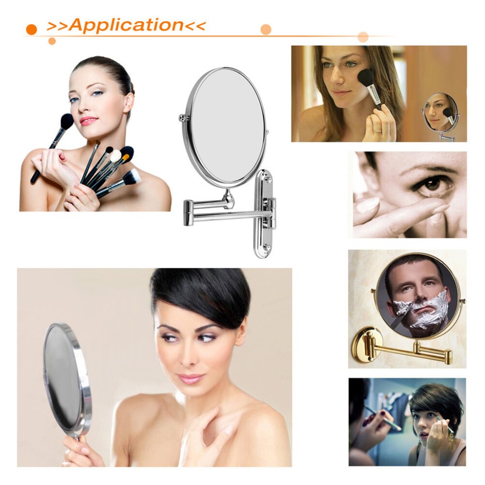 Swing Arm Wall Mount Bathroom Beauty Magnifying Makeup Mirror Chrome ...