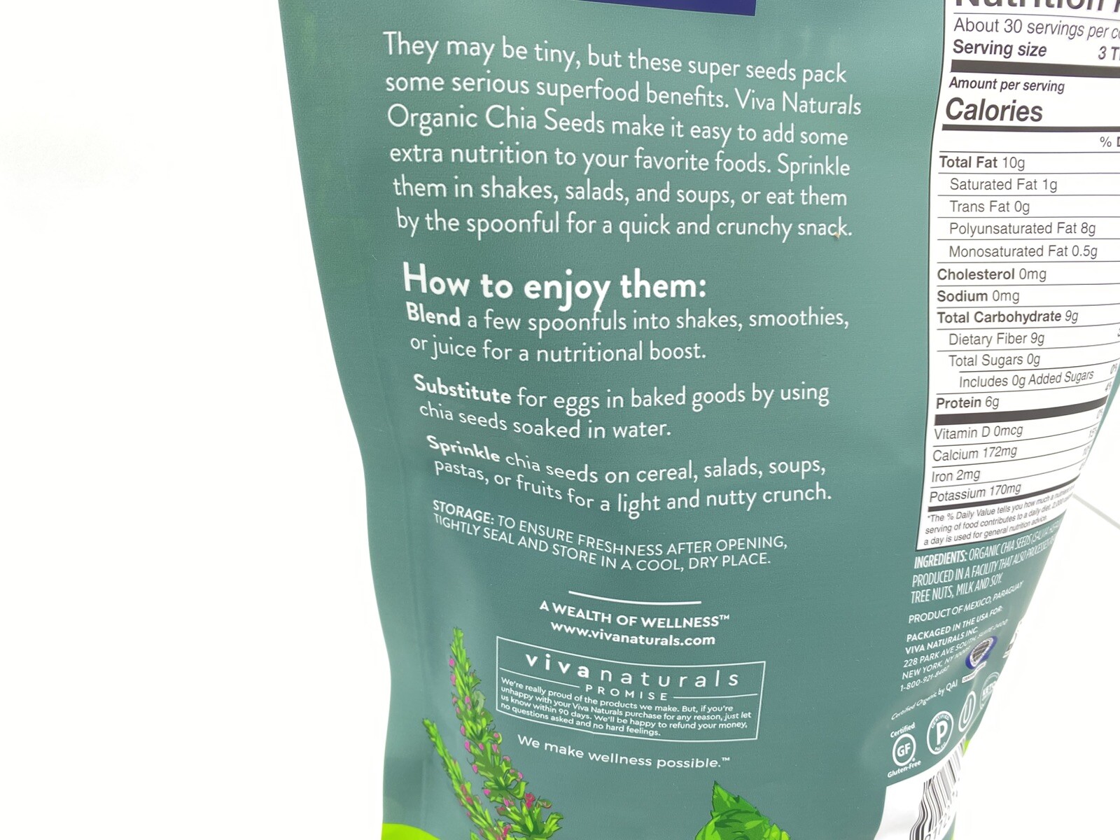 Organic Chia Seeds 6 Lbs Total - Plant-Based Omega-3 and Vegan Protein ...