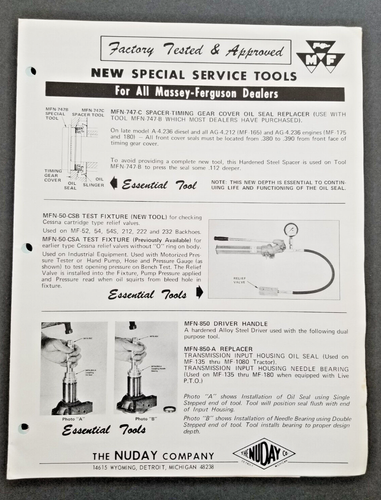 1994 Massey Ferguson - Nuday Tools Catalog Brochure With Price List ...